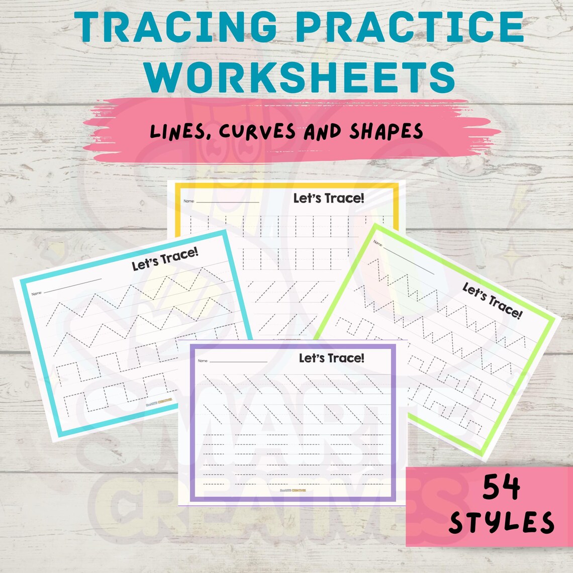 Practice Tracing Worksheet | Broken Lines, Curves & Basic Shapes | 27 ...
