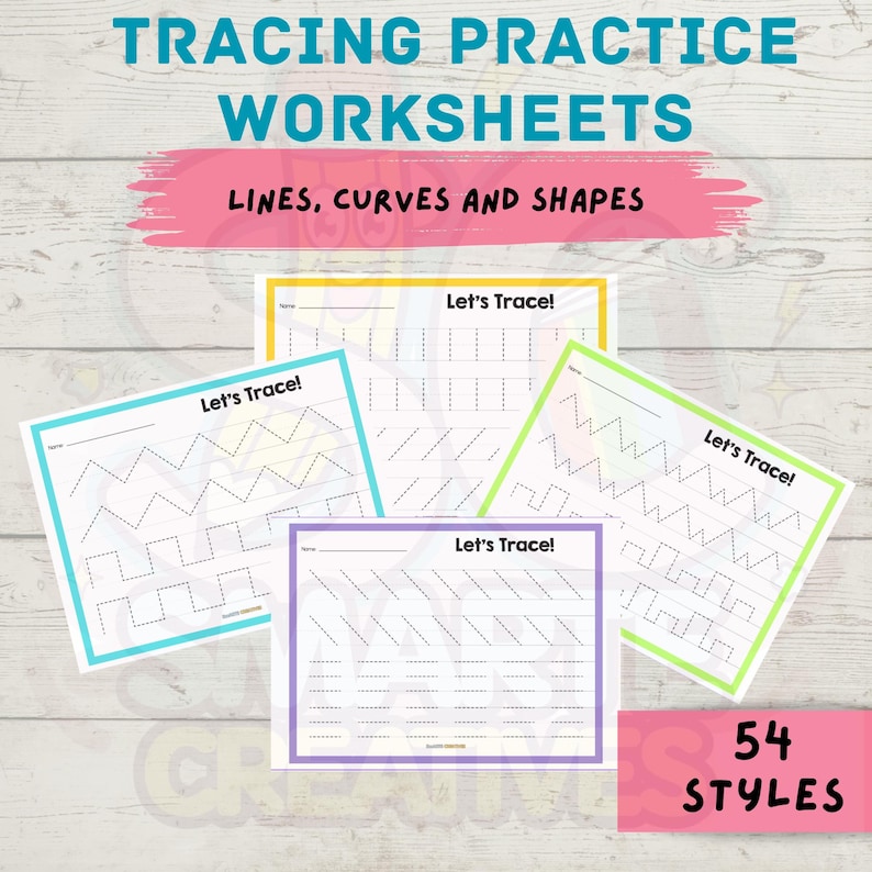 Practice Tracing Worksheet Broken Lines, Curves & Basic Shapes 27 Pages ...