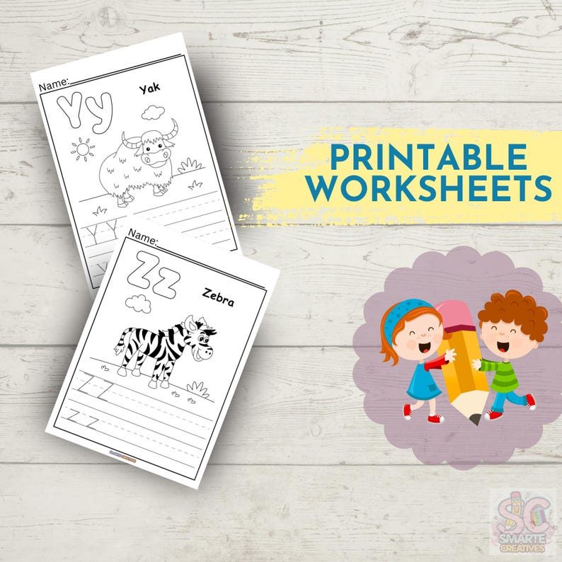 Trace and Color Animal Alphabets- Alphabets From A-Z- Printable ...