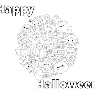 Happy Halloween Coloring Page Printable Spooky Halloween Activity for ...