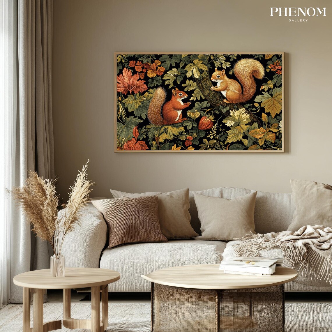 AUTUMN SQUIRRELS Frame TV Art, Autumn Painting, Forest Wildlife, Nature ...