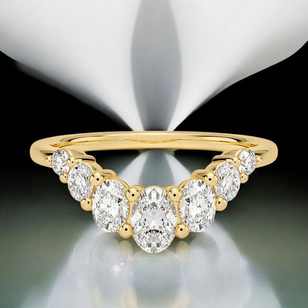 Seven Stone Oval Contour Lab Grown Diamond Ring - Etsy