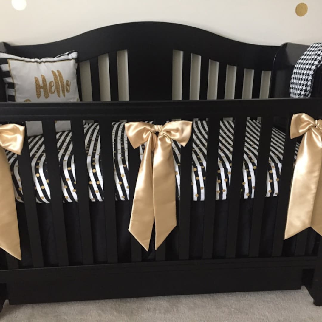Gold Satin Crib Bows - Decorative Crib Bows - Boutique Style Large Bows ...