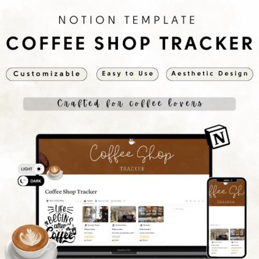 Notion Coffee Shop Tracker, Notion Template, Notion Planner, Notion ...
