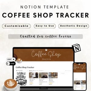 Notion Coffee Shop Tracker, Notion Template, Notion Planner, Notion Life Planner, Aesthetic ...