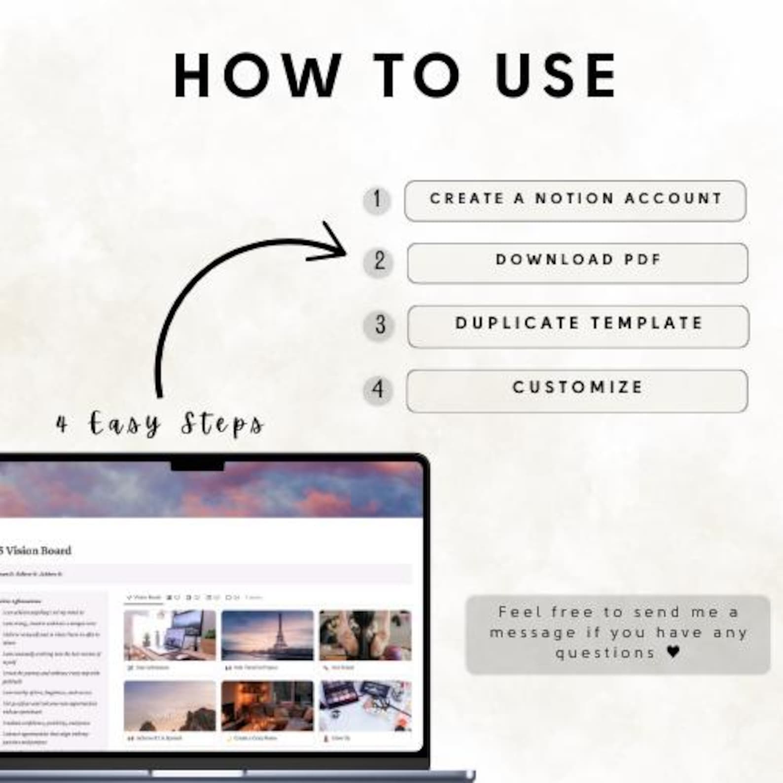 Notion Vision Board, Digital Vision Board, Notion Task Manager, Notion ...