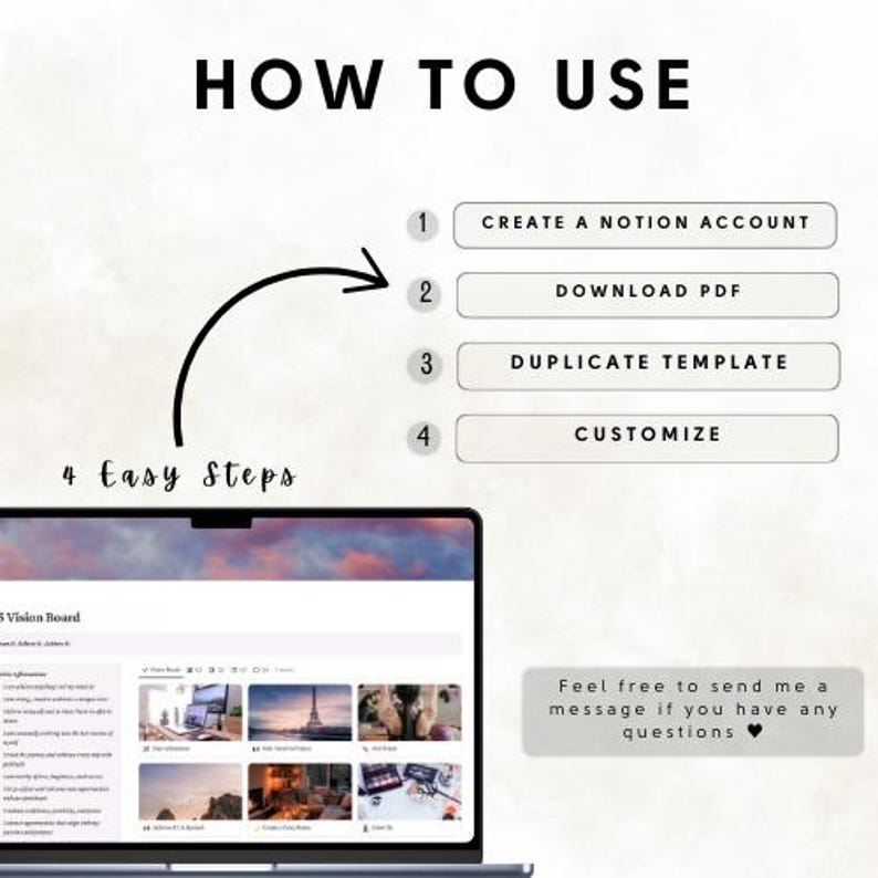 Notion Vision Board, Digital Vision Board, Notion Task Manager, Notion ...