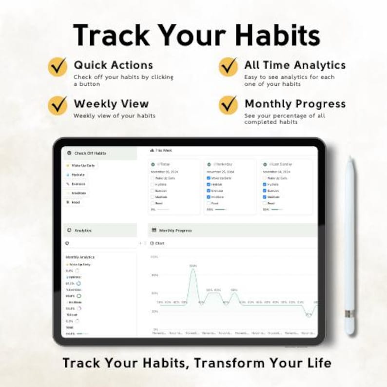 Notion Habit Tracker, Notion Template, Notion Planner, Notion Life Planner, Aesthetic Notion ...