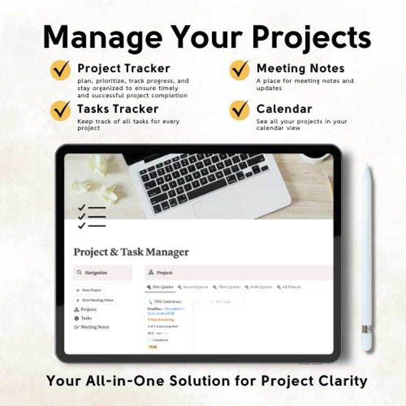 Notion Project Manager, Notion Task Manager, Notion Template, Notion ...