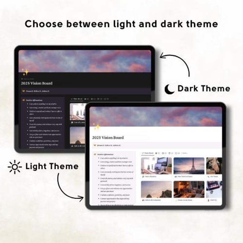 Notion Vision Board, Digital Vision Board, Notion Task Manager, Notion ...