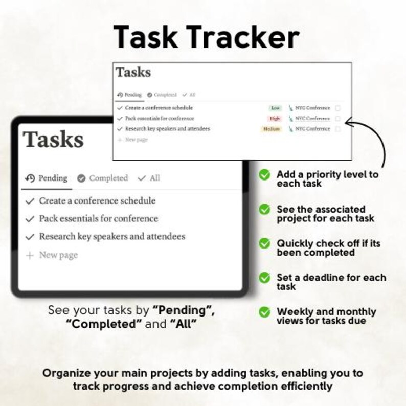 Notion Project Tracker, Notion Task Manager, Notion Template, Notion ...