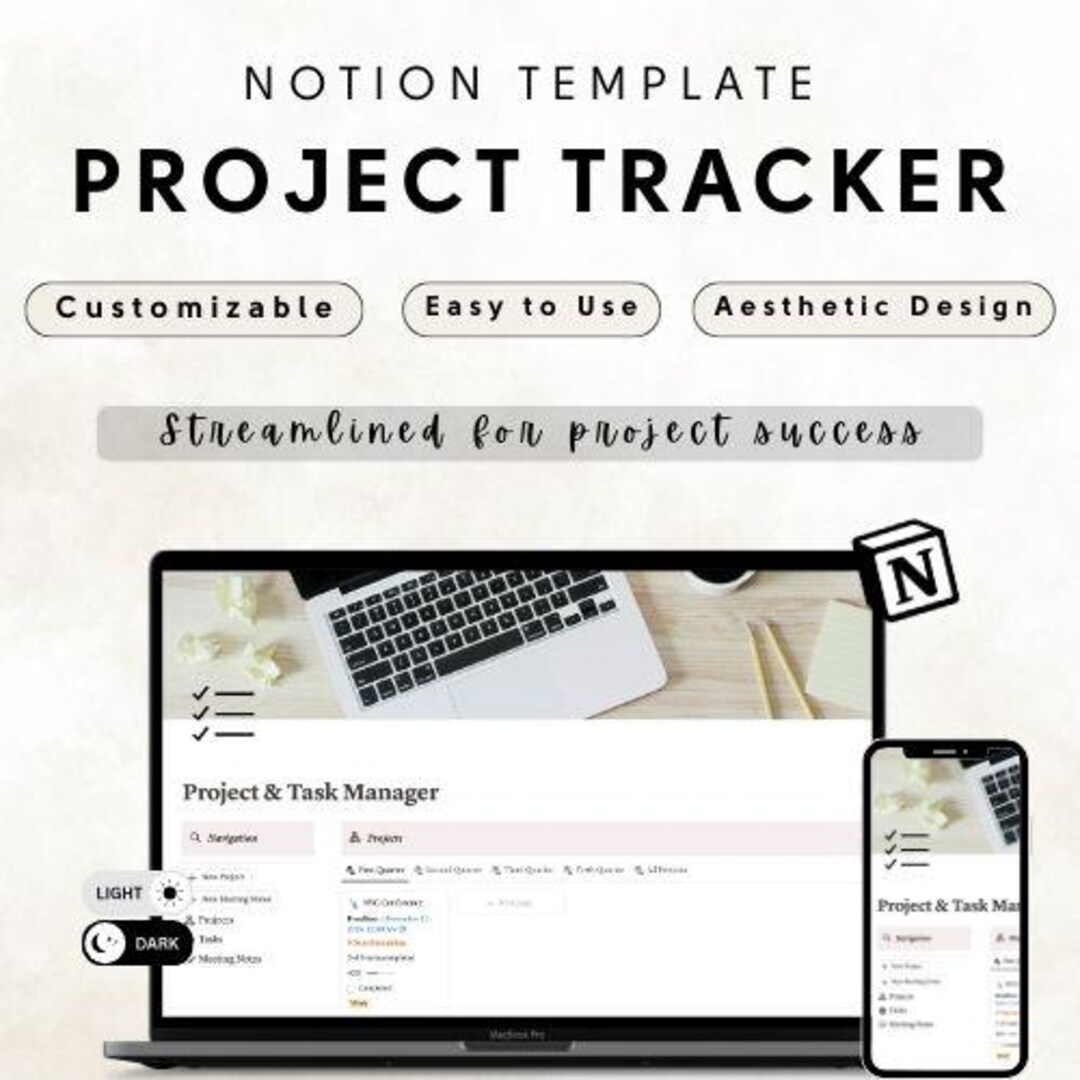 Notion Project Tracker, Notion Task Manager, Notion Template, Notion ...