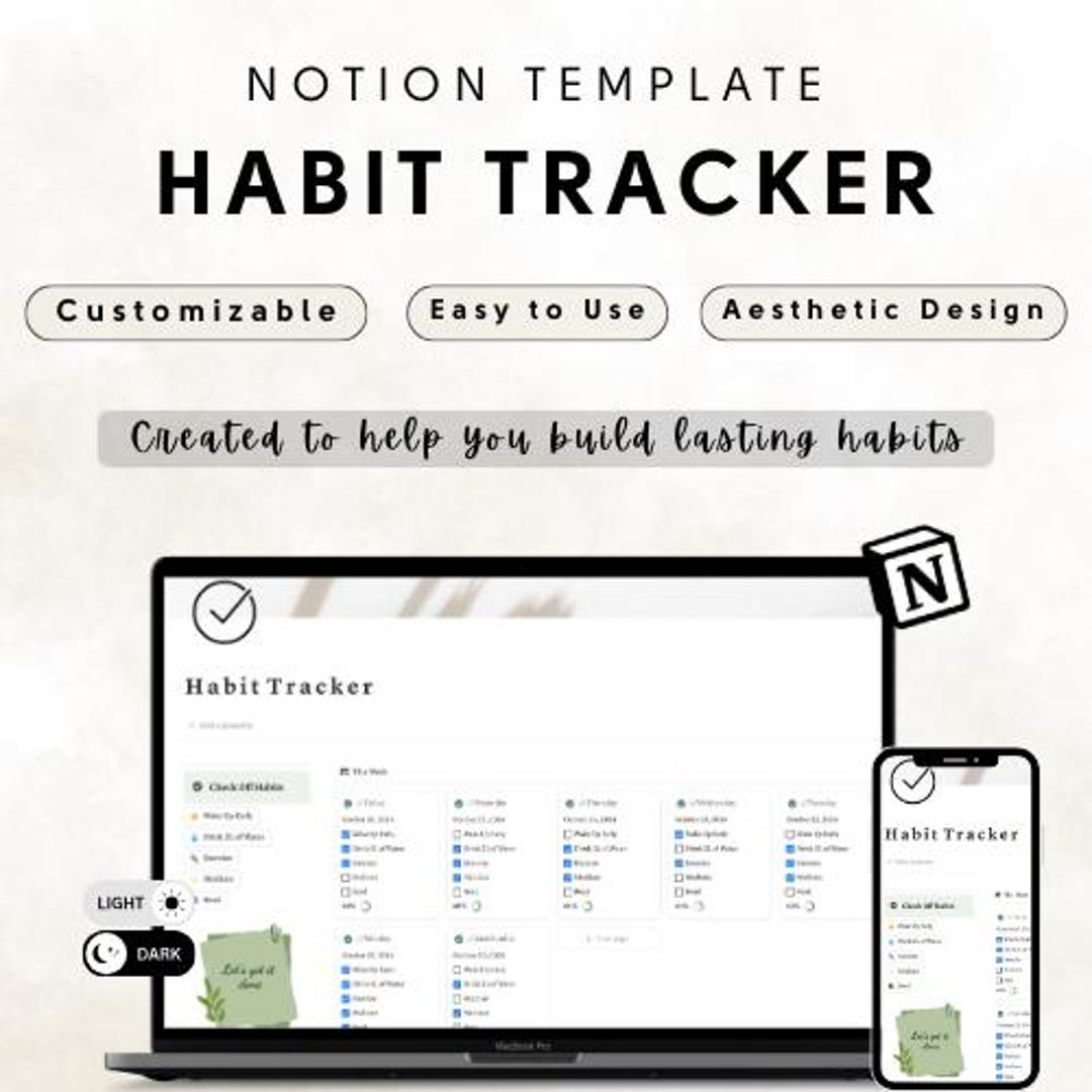 Notion Habit Tracker, Notion Template, Notion Planner, Notion Life Planner, Aesthetic Notion ...