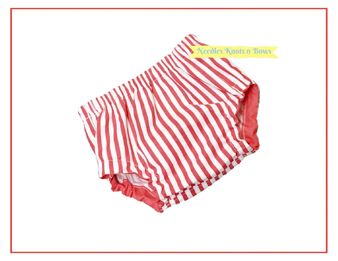Red & White Striped Diaper Cover, Baby Toddler Bloomers, Baby Shorts ...