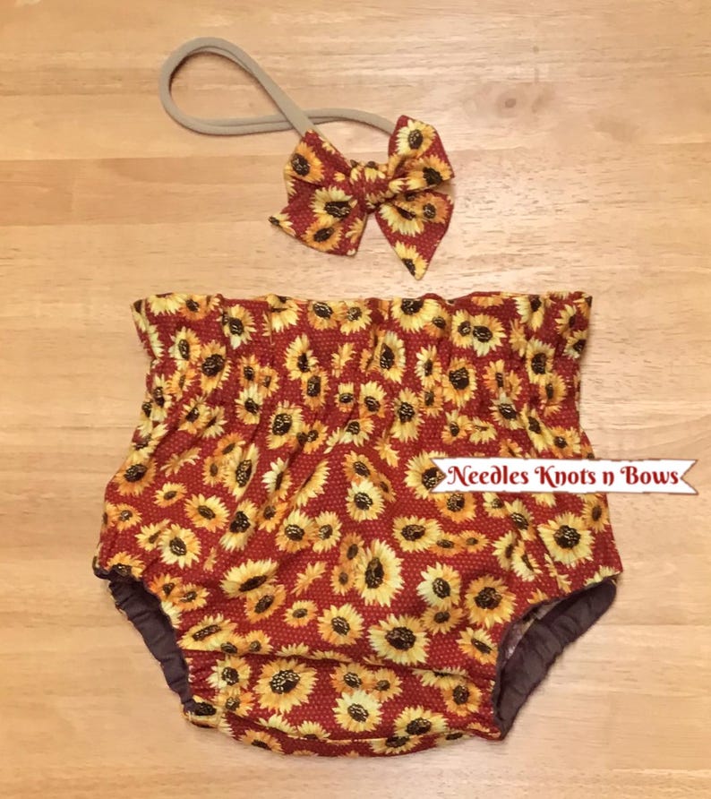 Sunflowers on Rust High Waisted Bloomers, Baby Girls & Toddlers ...