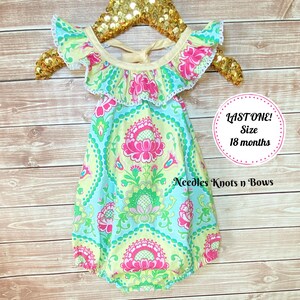 Girls Floral Print Bubble Romper, LAST ONE Size 18 Months, Ruffled Neck ...