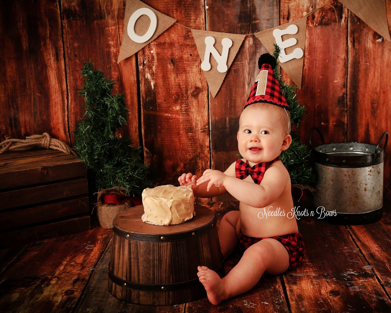 Boys Buffalo Plaid Cake Smash Outfit, Buffalo Plaid 1st Birthday Outfit ...