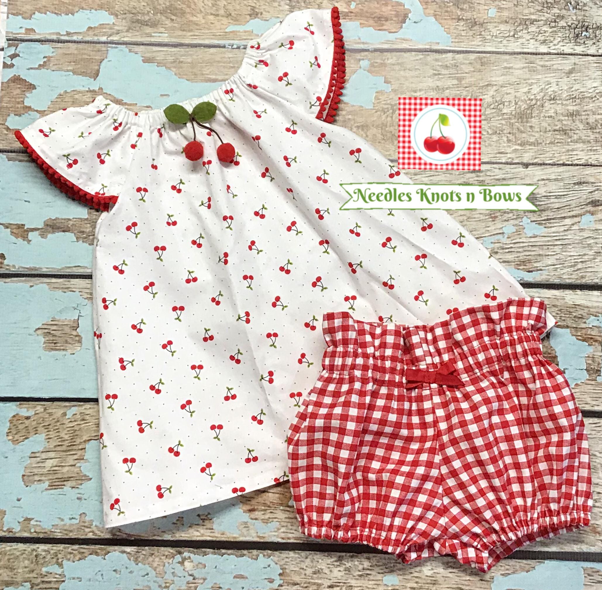 Cherry Dress & Bloomers for Baby Girls and Toddlers, Cherry Outfit ...