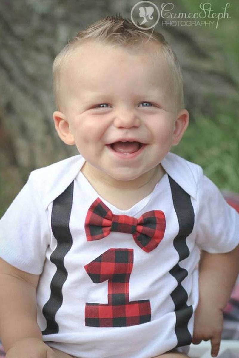Boys Buffalo Plaid Cake Smash Outfit, Buffalo Plaid 1st Birthday Outfit ...