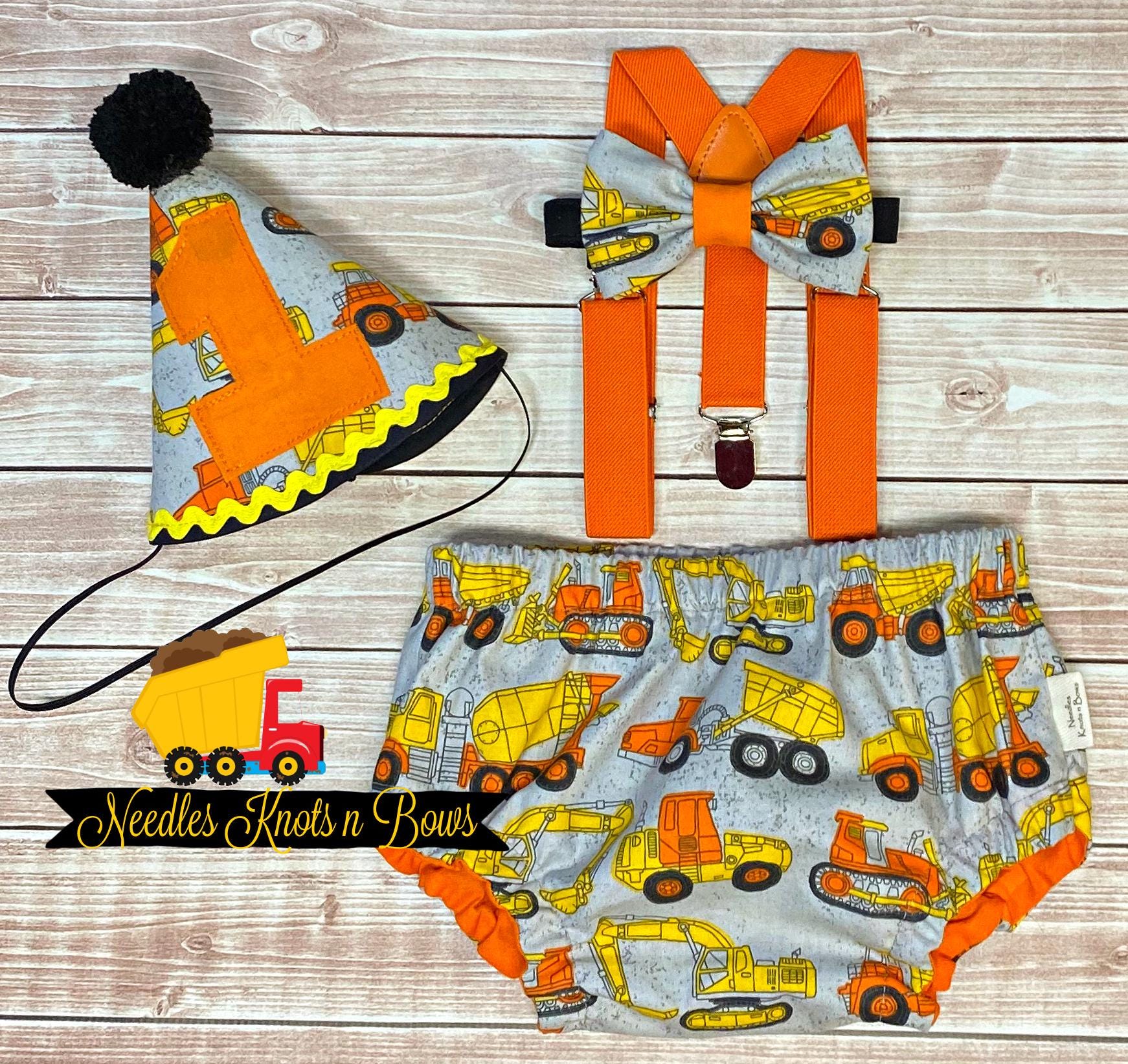 Boys Construction Cake Smash Outfit, Construction 1st Birthday Outfit ...