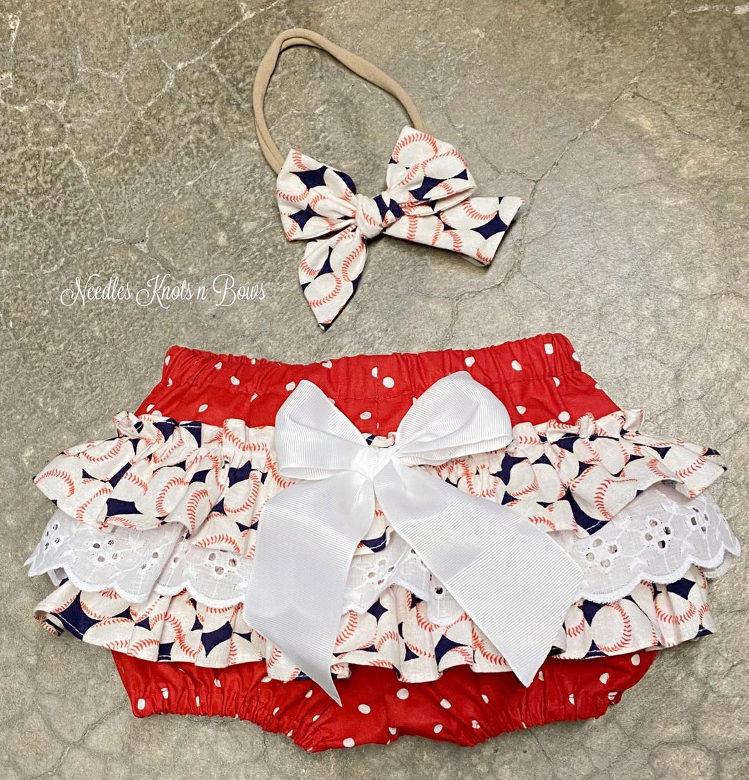 Baseball Ruffled Bloomers for Baby Girls & Toddlers, Baseball Diaper ...