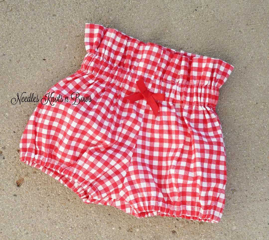 Red Gingham High Waisted Bloomers for Baby Girls & Toddlers, Red ...