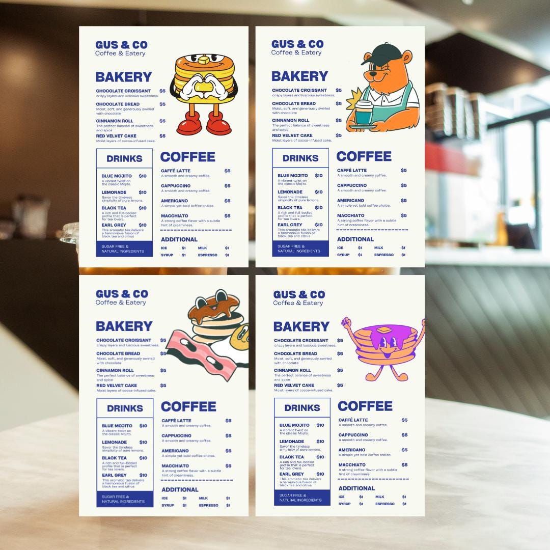 Café & Bakery Menu Templates – Customizable Canva Designs for Instant ...