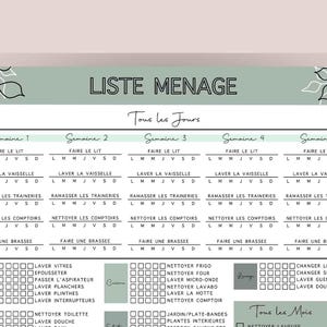 Liste ménage - Fiche de tâches ménagères téléchargeable PDF - Etsy France