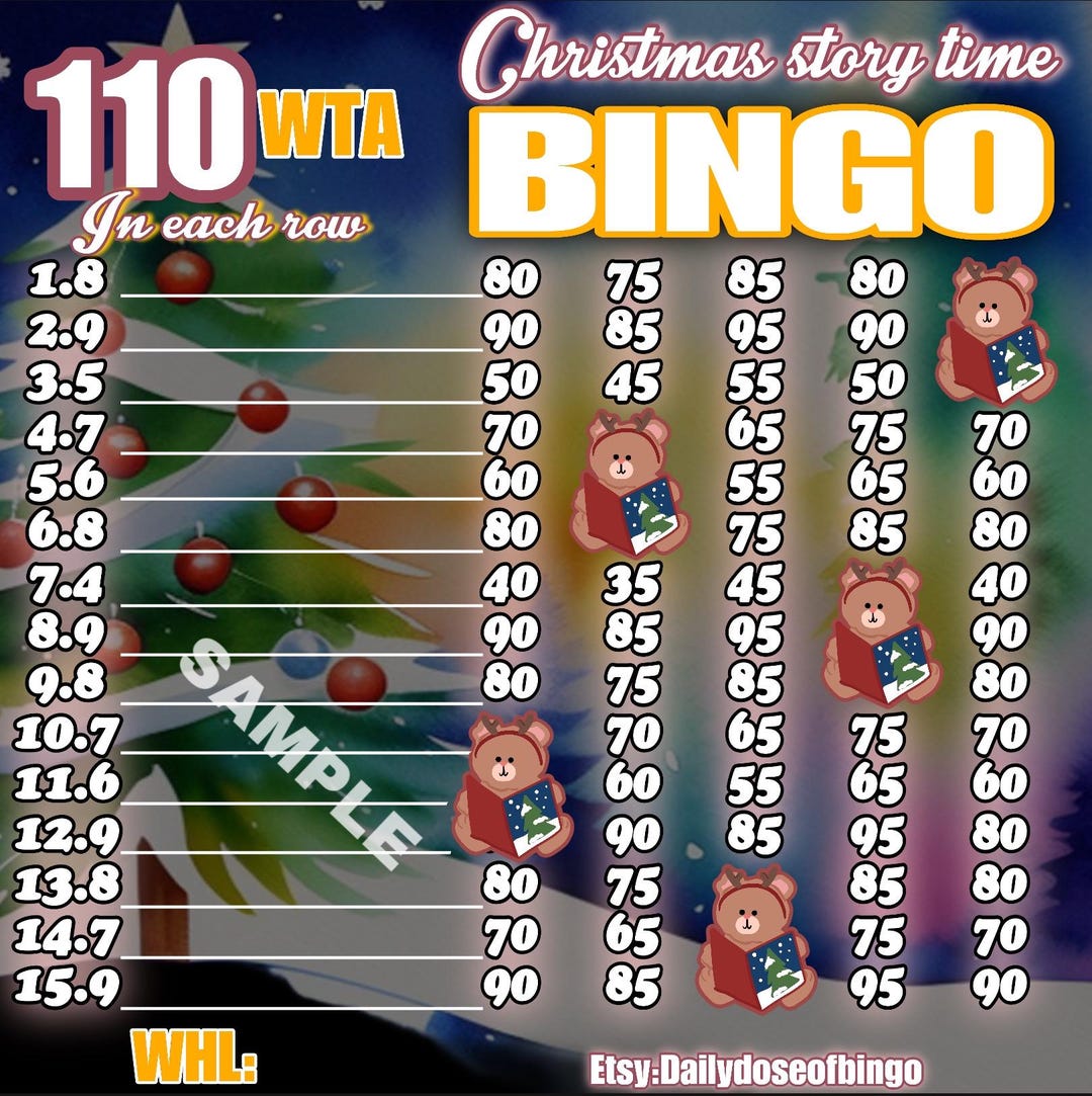 110 WTA Christmas Bingo Board - Etsy