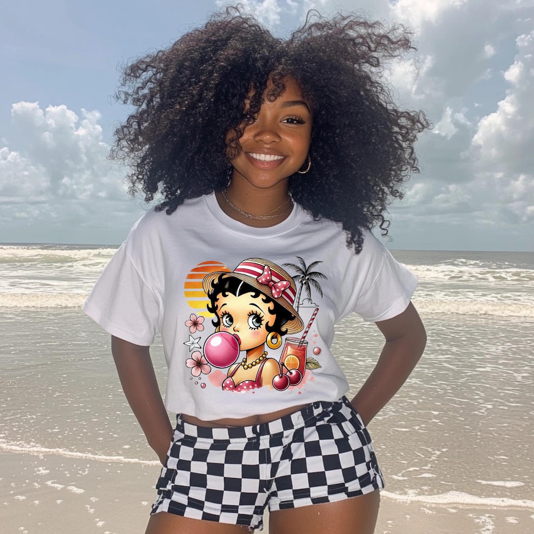 Betty Boop Parody Summer Beach Graphic Tee - Unisex Crew Neck DTG ...