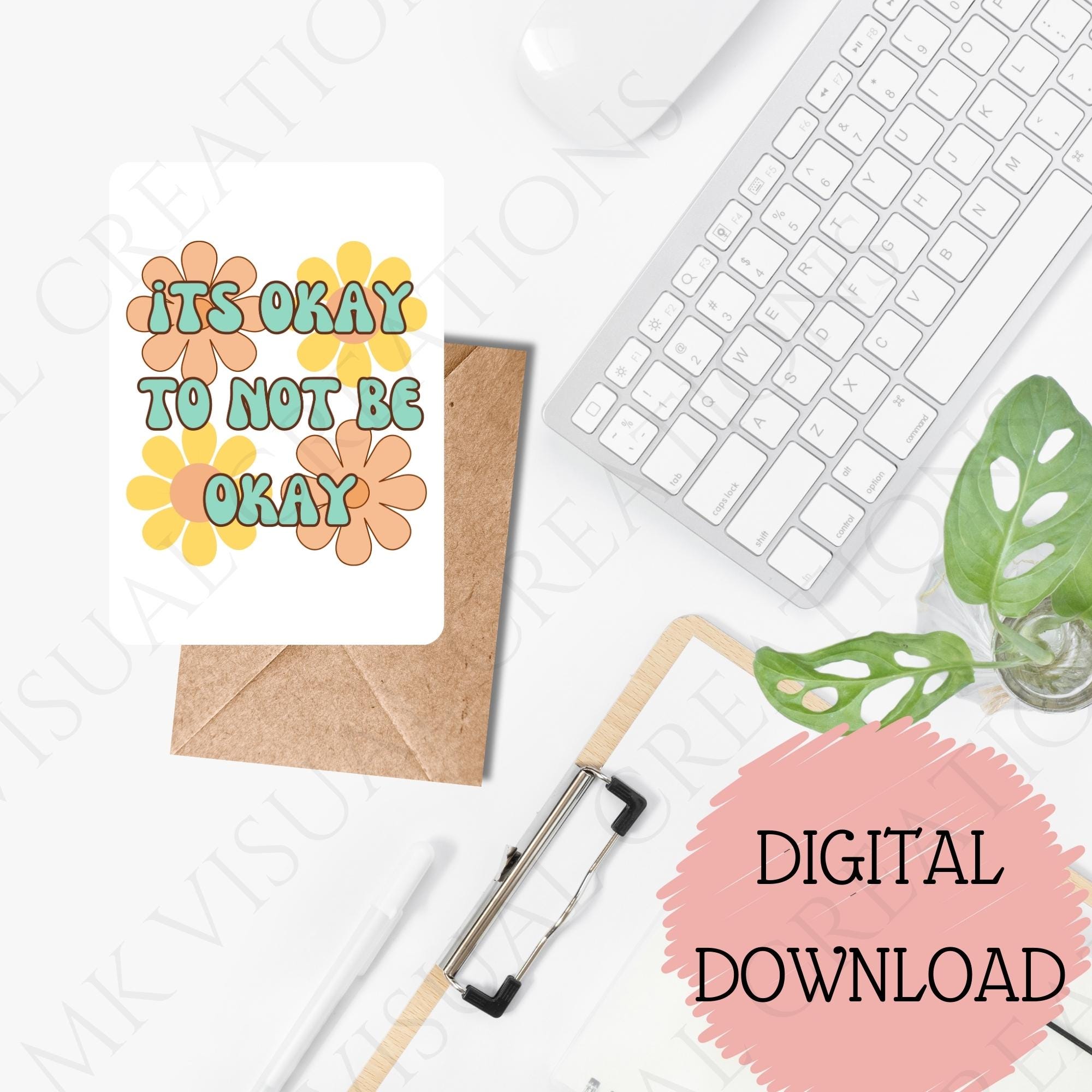 Printable Mental Health Greeting Card- Its Okay to Not Be Okay - Etsy