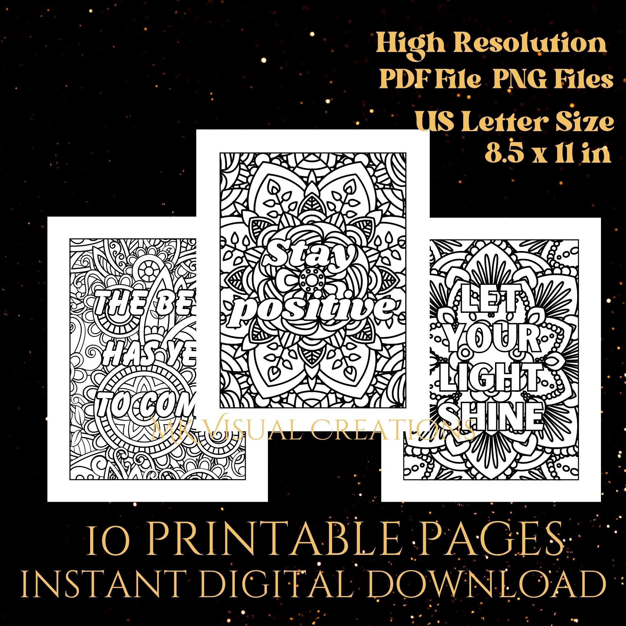 Mental Health Mandala Coloring Book, Printable Self-care Coloring Pages ...