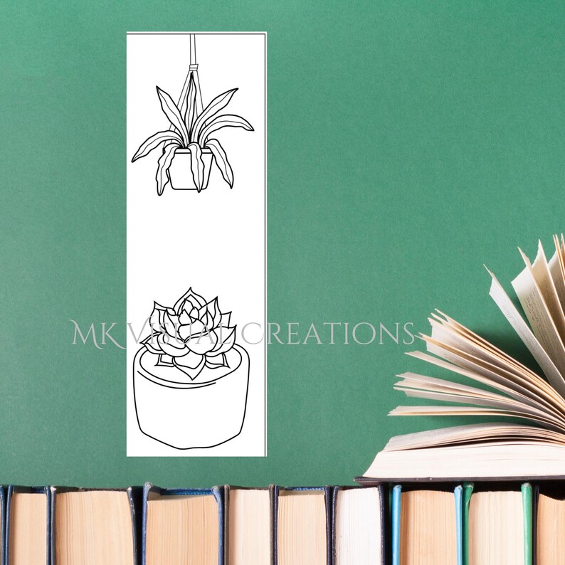 Plants Coloring Bookmarks, Set of 4 Printable Bookmarks- Digital ...