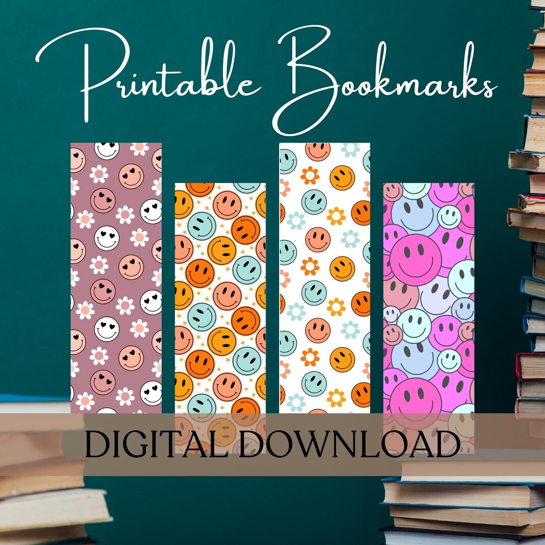 Smiley Face Printable Bookmarks Digital Download - Etsy UK