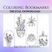 Plants Coloring Bookmarks, Set of 4 Printable Bookmarks- Digital ...