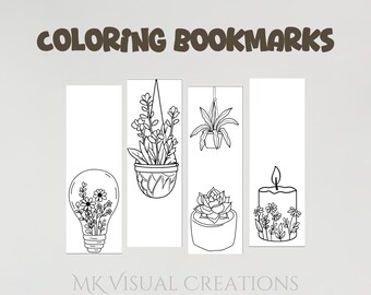 Set of 4 Color Your Own Printable Bookmarks, High Quality Digital ...