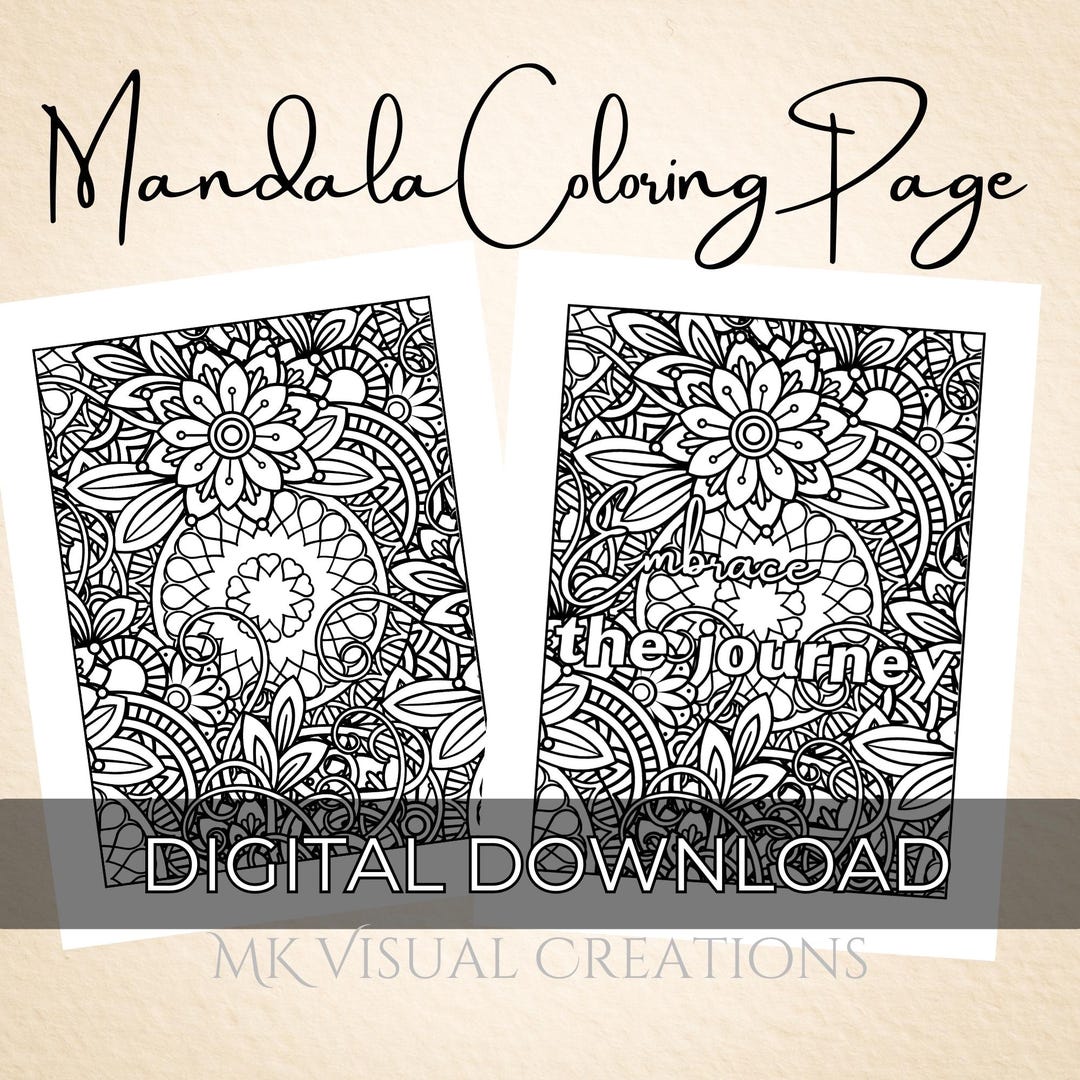 Mandala Printable Coloring Page With Quote "embrace the Journey ...