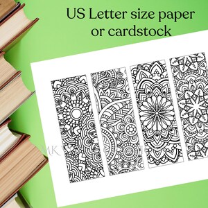 Coloring Bookmarks, Set of 4 Printable Mandala Bookmarks- Digital ...