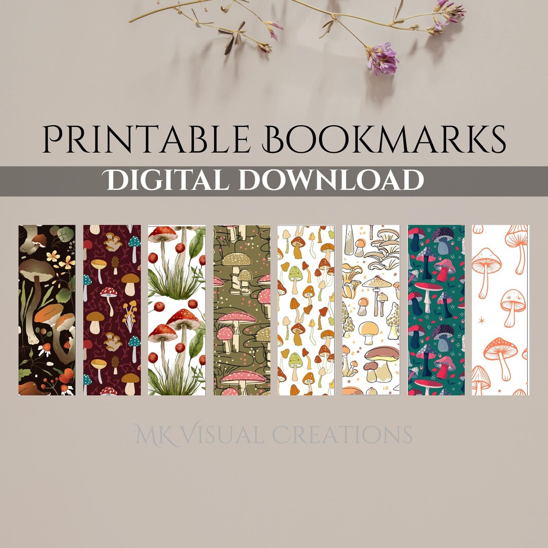 8 Printable Bookmarks for Mushroom Lovers - Etsy