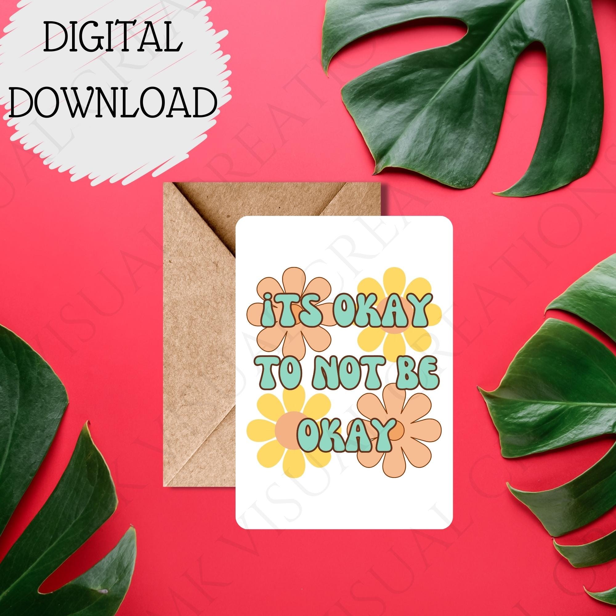 Printable Mental Health Greeting Card- Its Okay to Not Be Okay - Etsy