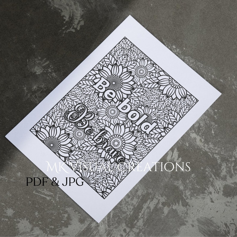 Mandala Printable Coloring Page With Quote "be Bold, Be Brave ...