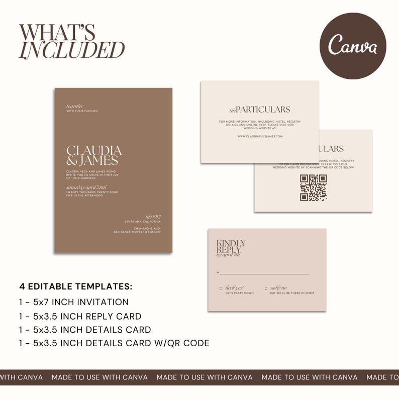 Wedding Invitation Template | Digital Invite Suite | Canva Template ...
