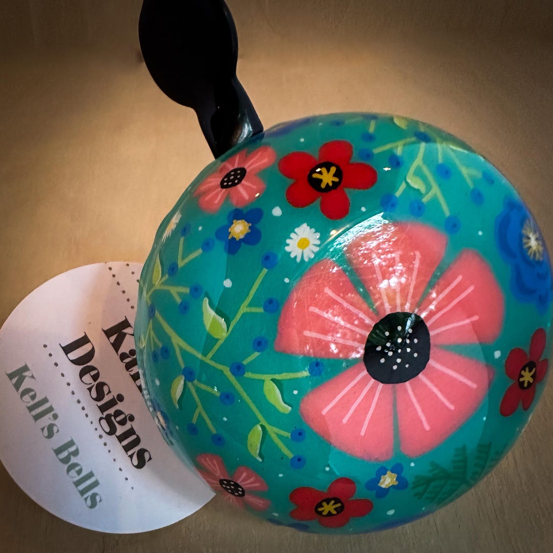 3 Hand-painted Bike Bells Turquoise Floral With Pink Main Flower - Etsy