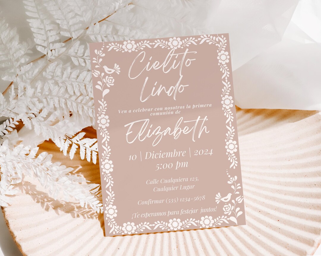Cielito Lindo First Communion Invitation, My First Communion, Mexican ...