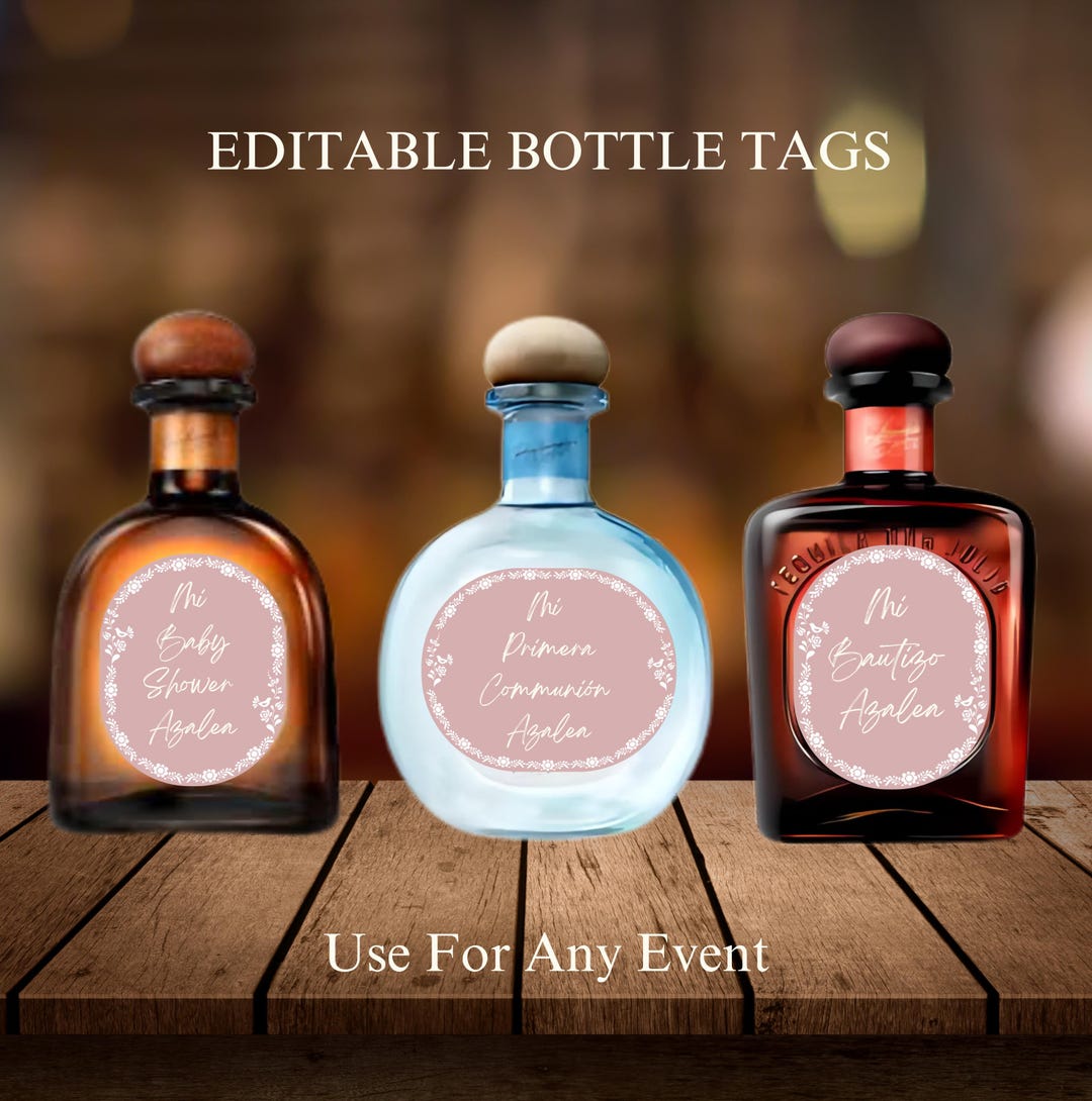 Cielito Lindo Bottle Party Favors, Oval 50ml Bottle Tags, Dusty Pink ...