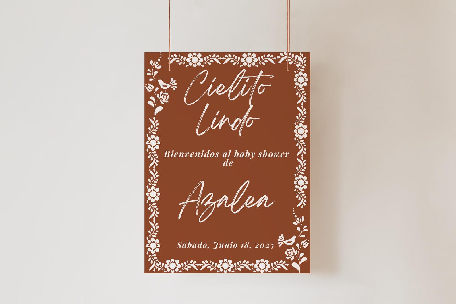 Cielito Lindo Baby Shower Welcome Signs, Customizable Brown Talavera ...