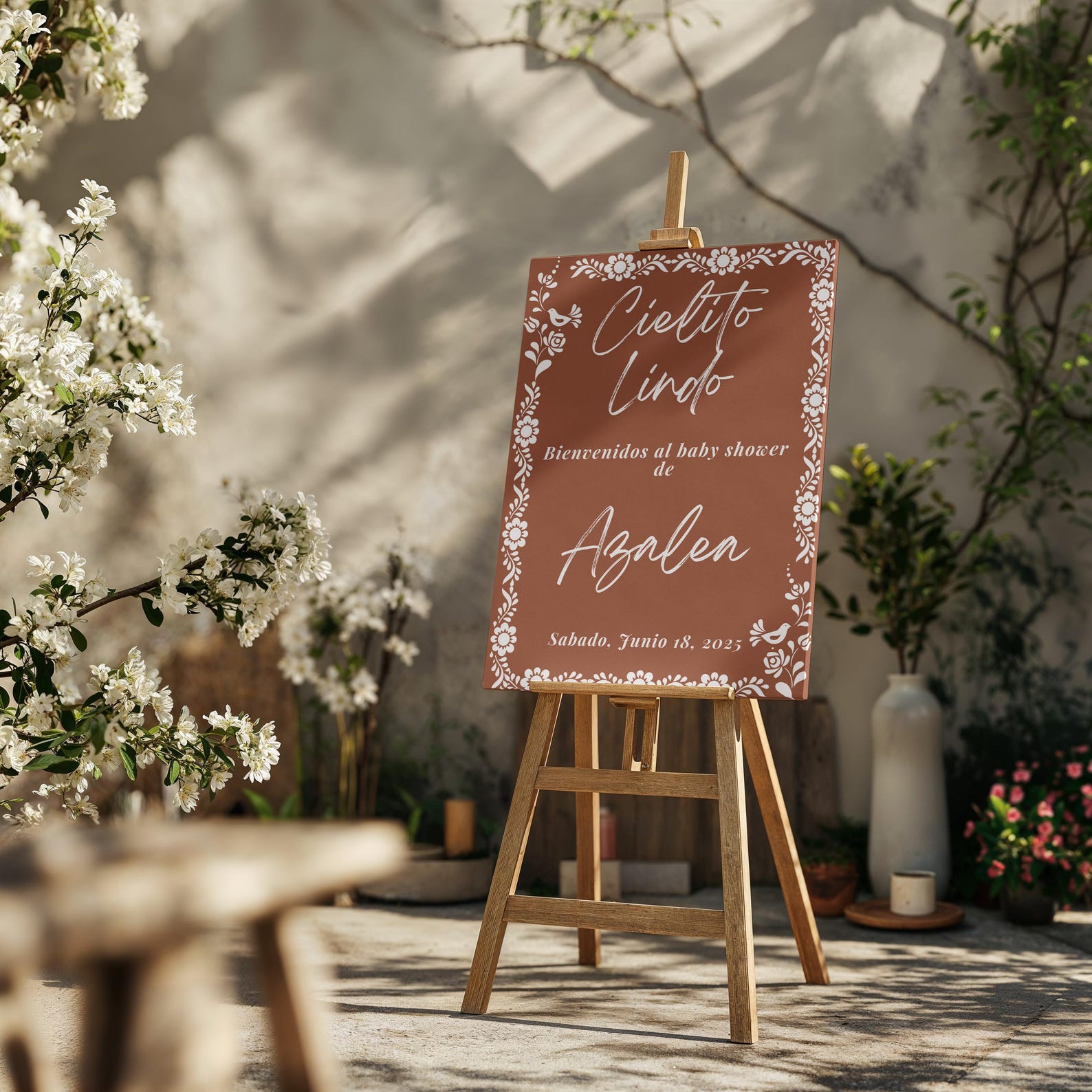 Cielito Lindo Baby Shower Welcome Signs, Customizable Brown Talavera ...