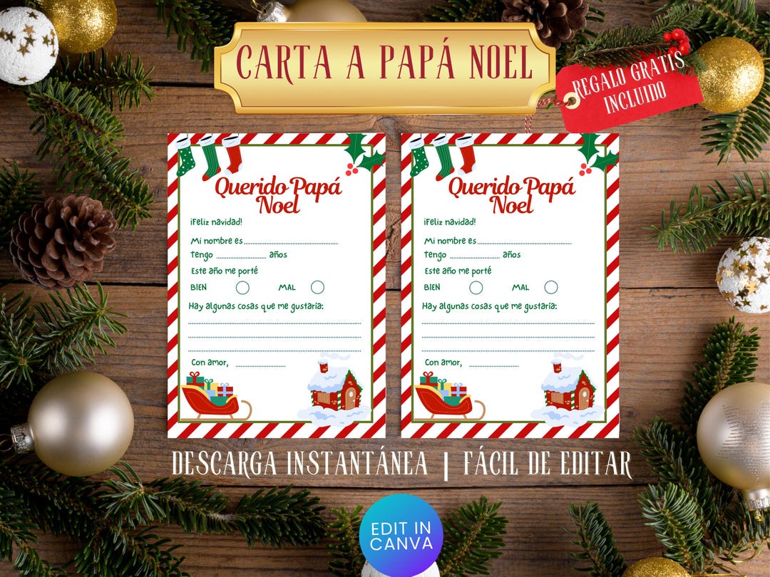 Spanish Letter to Santa, Kids Letter to Santa, Spanish Printable Letter ...