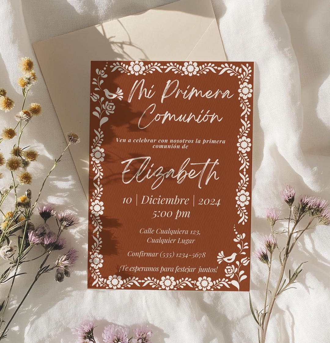 Cielito Lindo First Communion Invitation, My First Communion, Brown ...