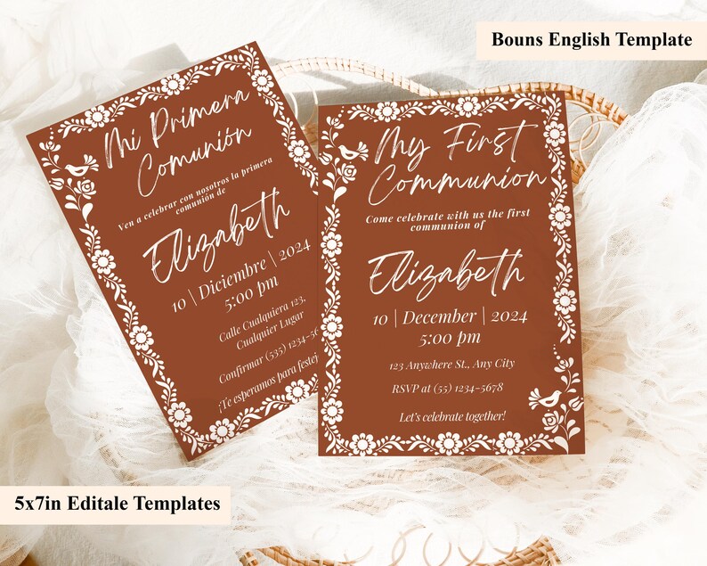 Cielito Lindo First Communion Invitation, My First Communion, Brown ...